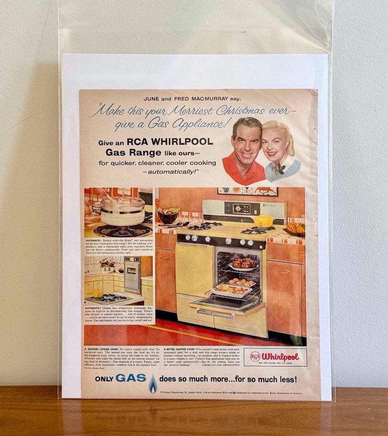 1958 RCA Whirlpool Gas Range Ad: Retro Christmas Kitchen Print - Etsy