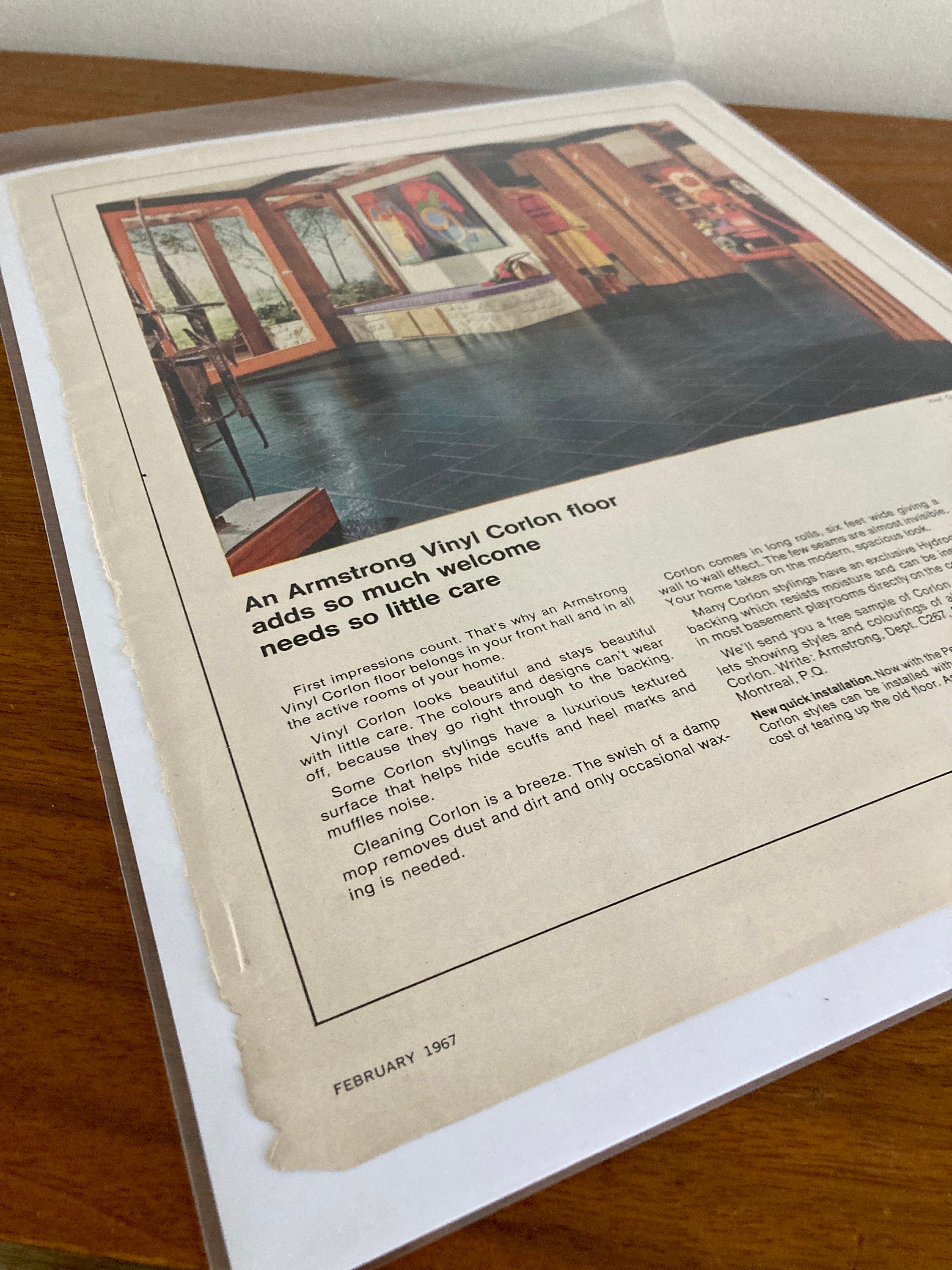 60s MCM Armstrong Corlon Vinyl Flooring Ad Vintage Armstrong Vinyl MCM ...