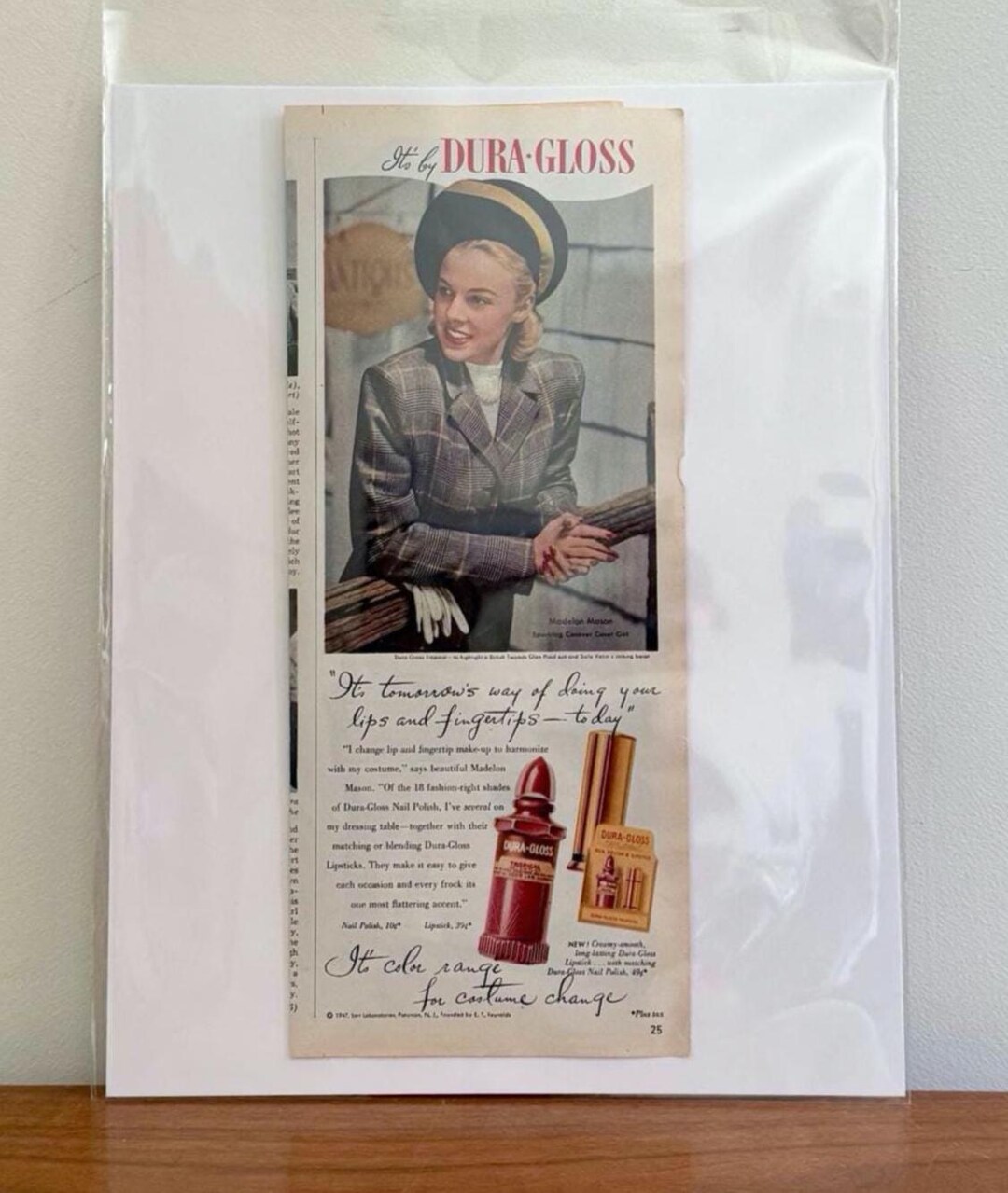1943 Dura-gloss Cosmetics Ad: Vintage Lipstick & Nail Polish Print - Etsy