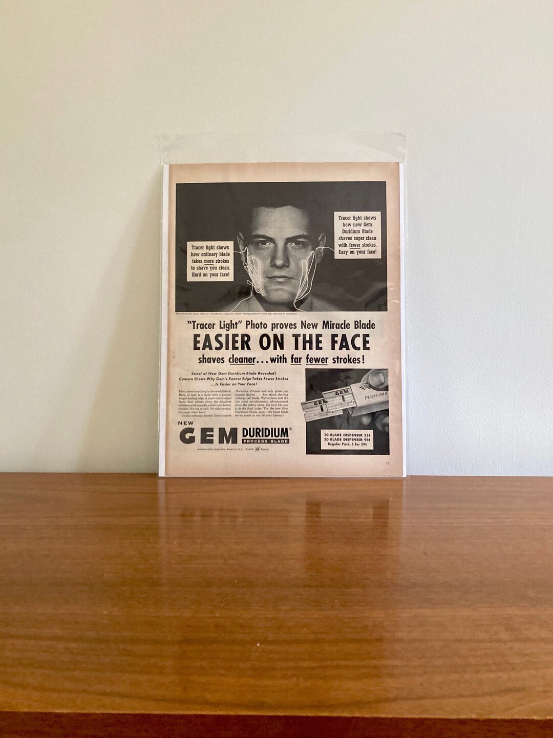 50s New Gem Duridium Razor Blades Print Ad | Vintage Razor Blades ...