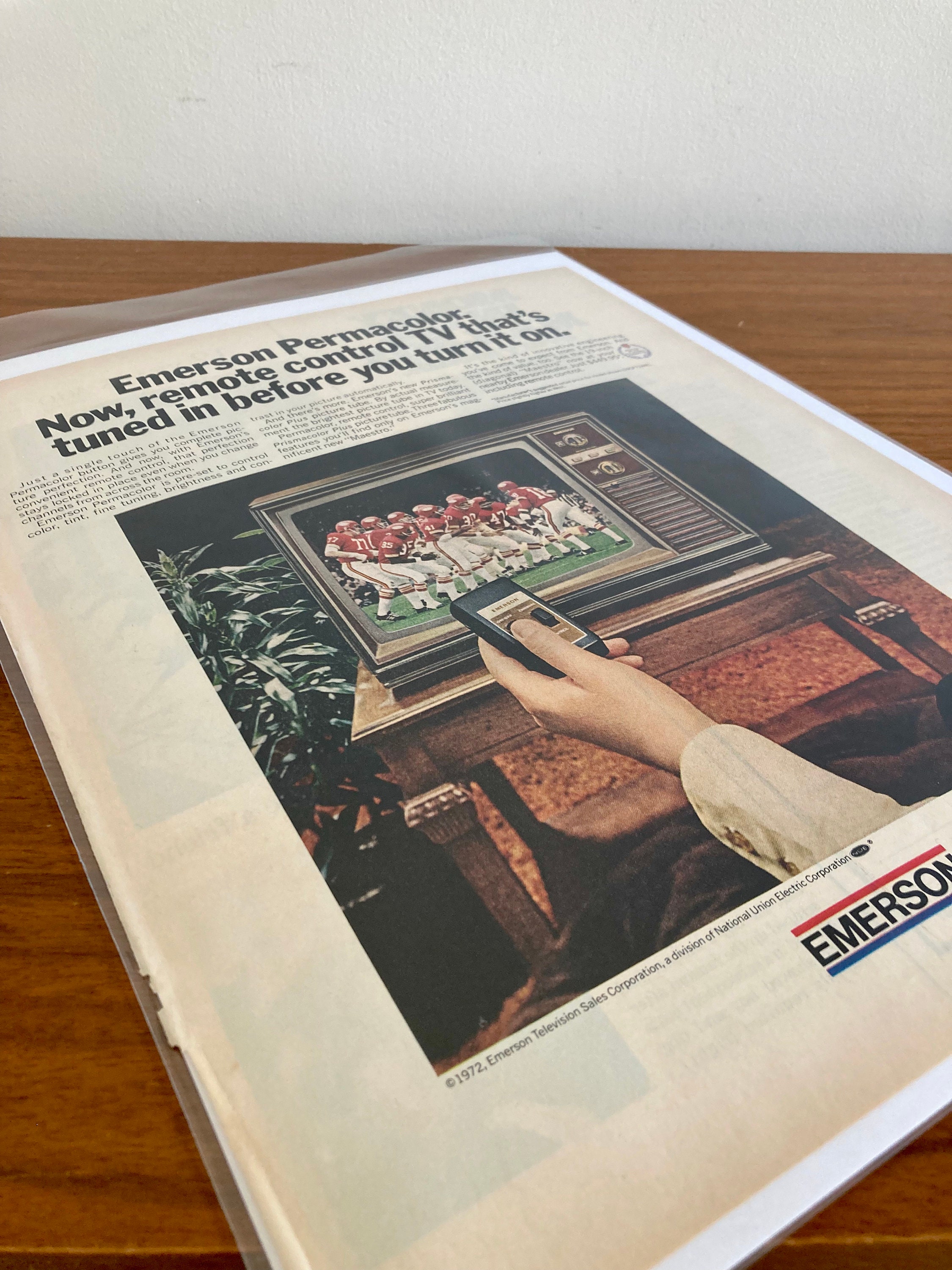 70s Emerson Permacolour TV Print Ad | Vintage Emerson Remote Control TV ...