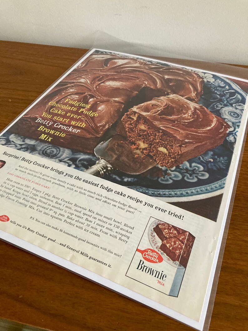 1960s Betty Crocker Brownie Fudge Cake Ad: Retro Diner Decor - Etsy Canada