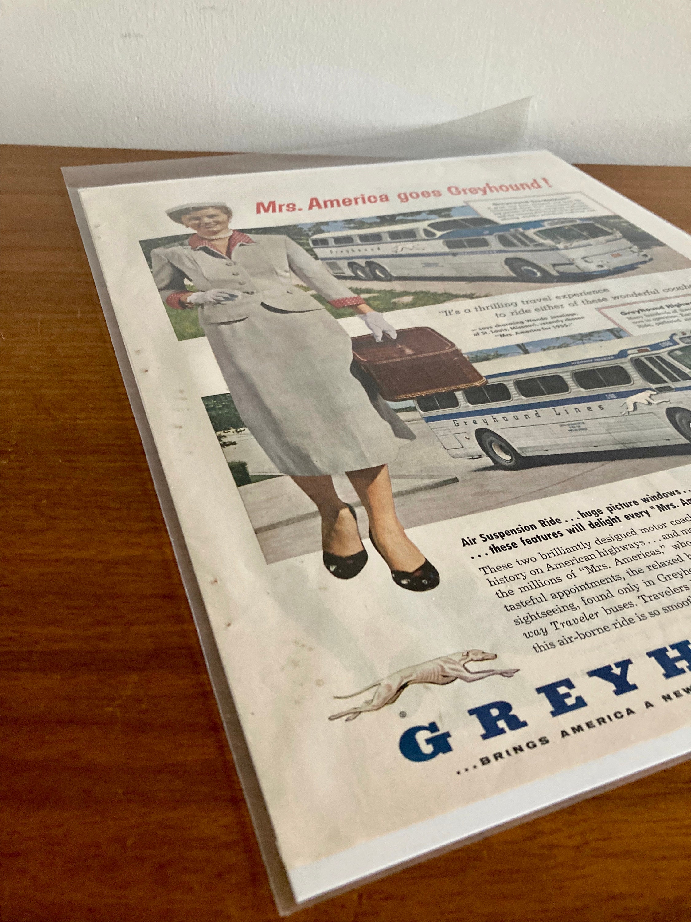 1954 Greyhound Bus Ad: Mrs. America, Retro Travel Advertising - Etsy