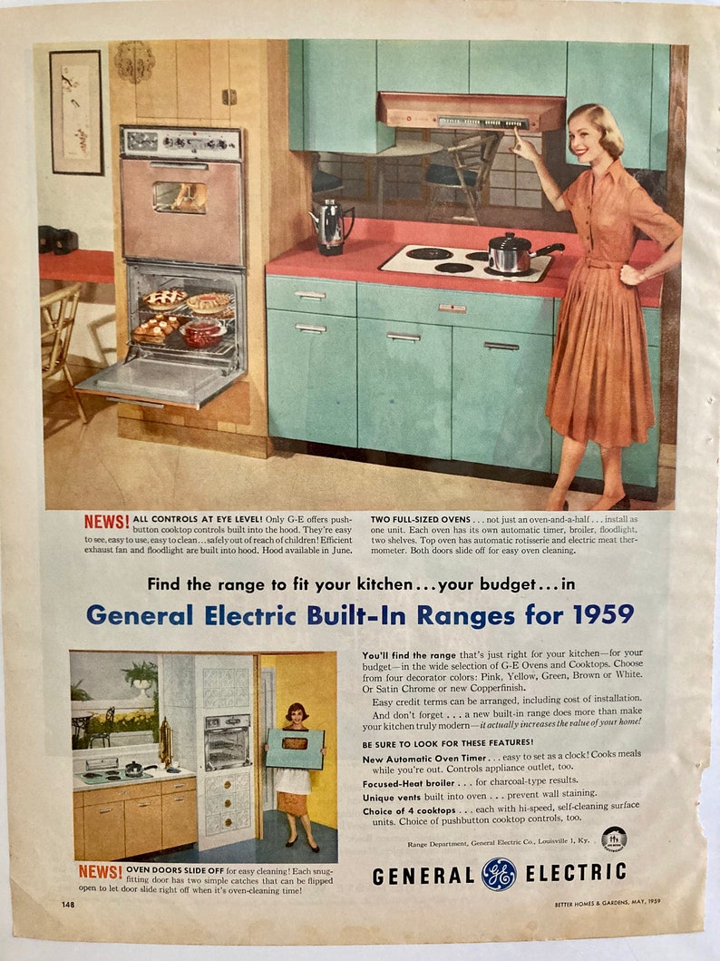 50s GE Built-in Ranges for 1959 Ad | Vintage General Electric Built-in ...