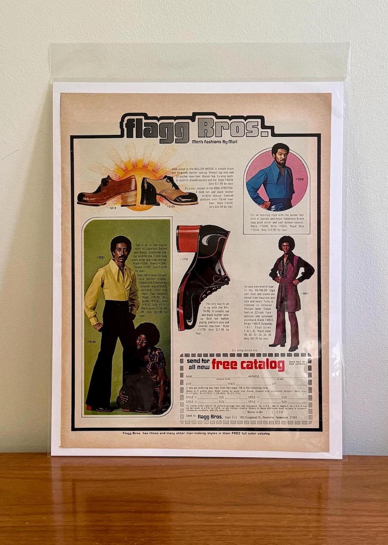 70s Flagg Bros Men's Fashion Ad: Vintage Black Fashion Print - Etsy