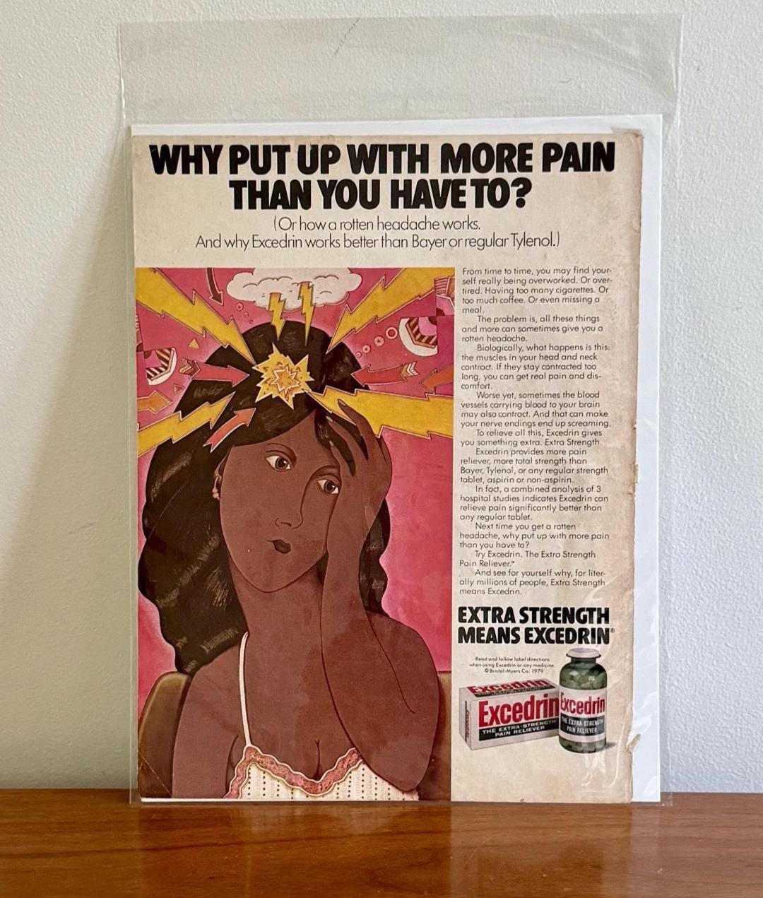 70s Excedrin Pain Relief Print Ad | Vintage Women's Pain Relief ...