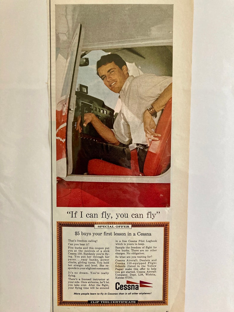 1968 Cessna Airplane Ad | 1968 Cessna "if I Can Fly, You Can Fly" Print ...