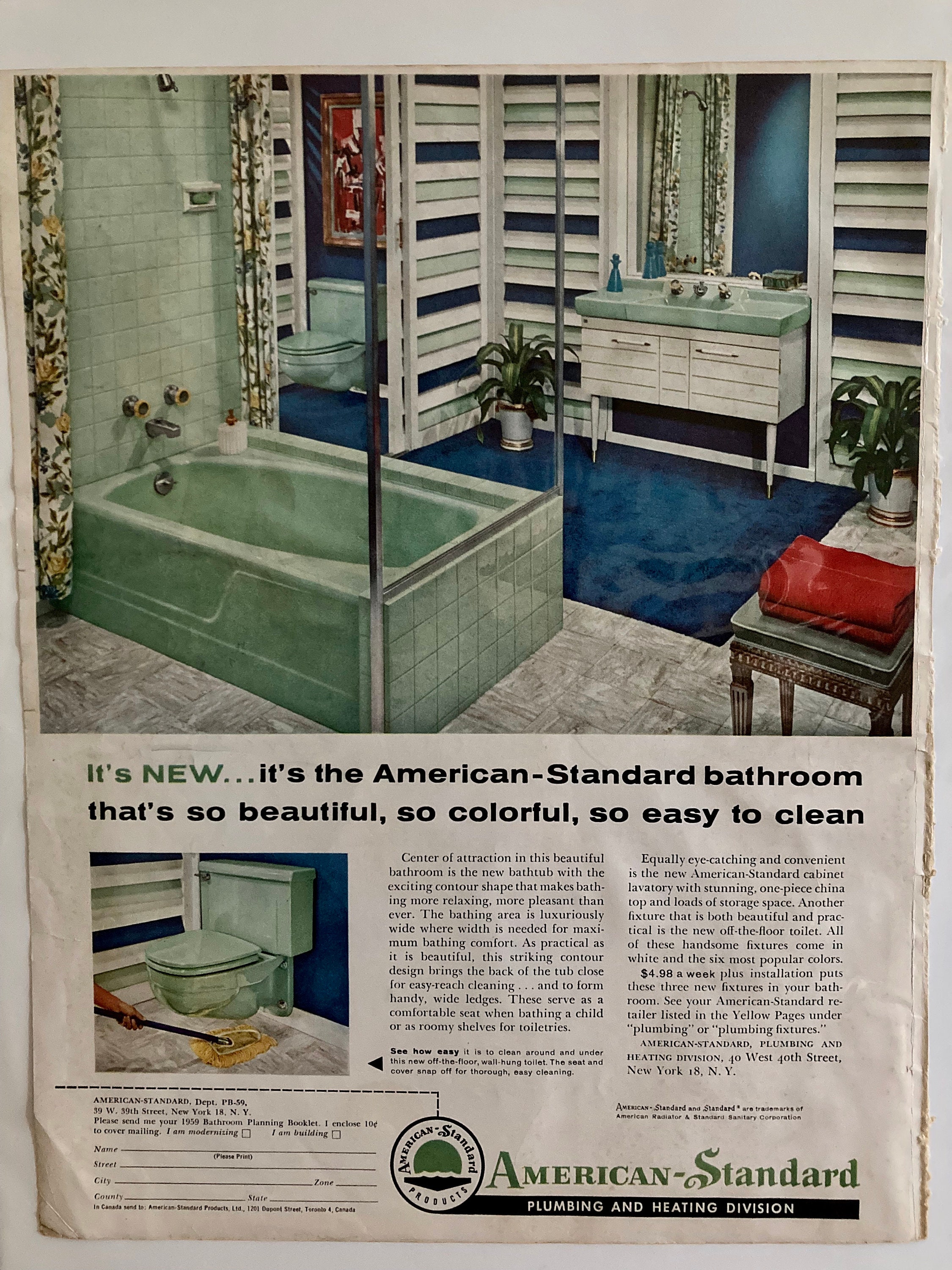 50s Ming Green American Standard Ad Vintage Gracelyn Sink 1959 Retro ...