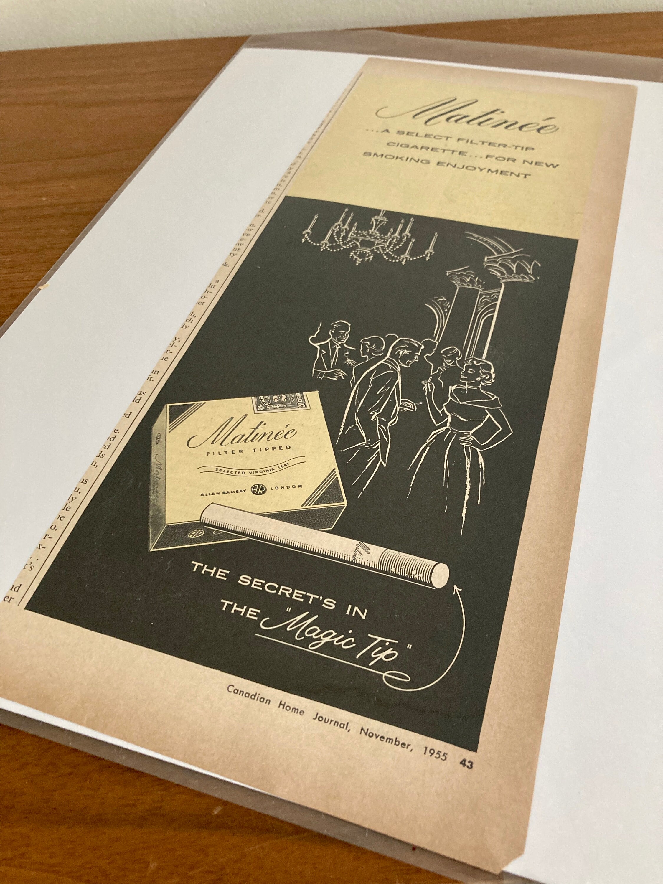 1955 Matinee Cigarettes Print Ad Vintage 'the Secret's in the Magic Tip ...