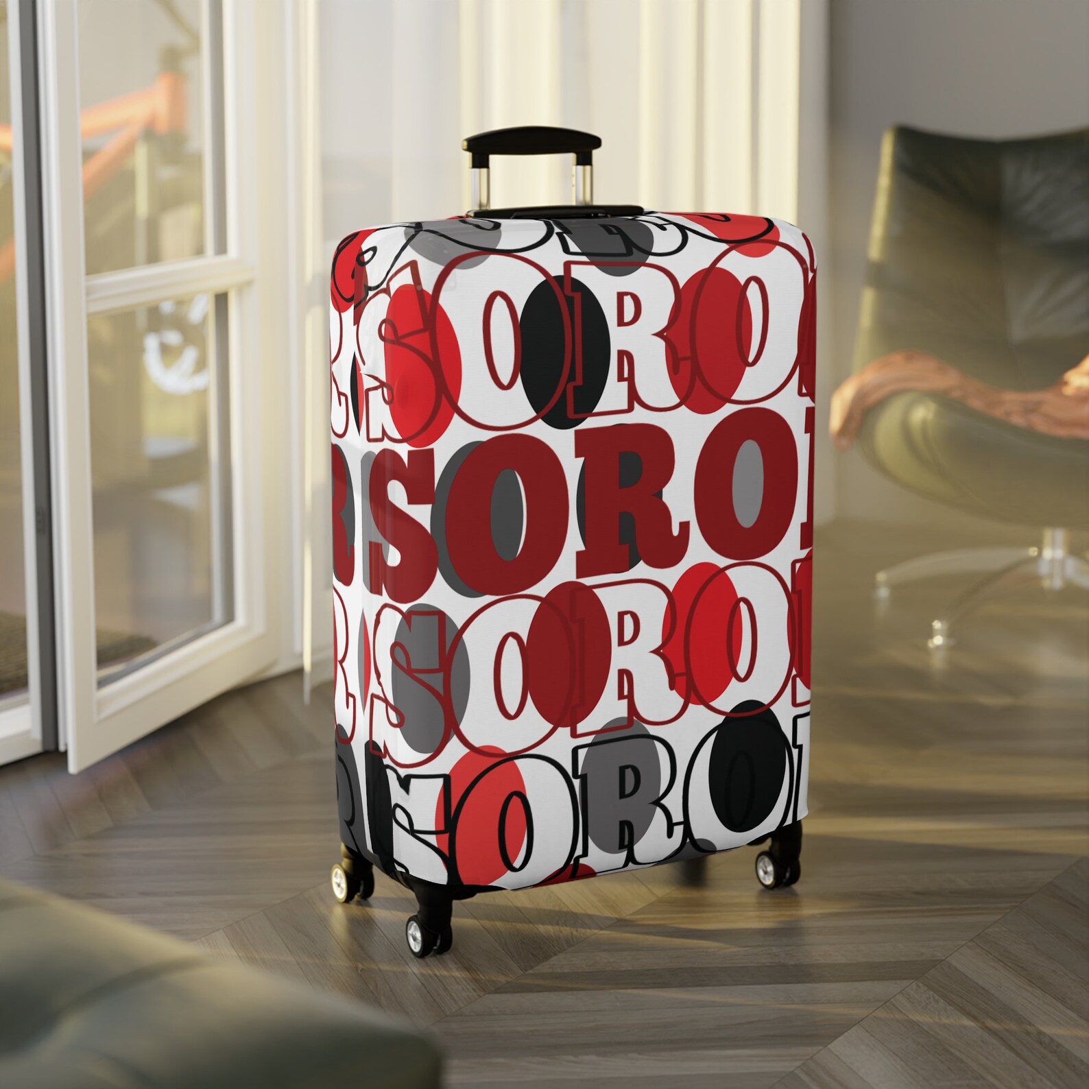 DST Inspired Stacked Soror Red and White Luggage Cover - Etsy