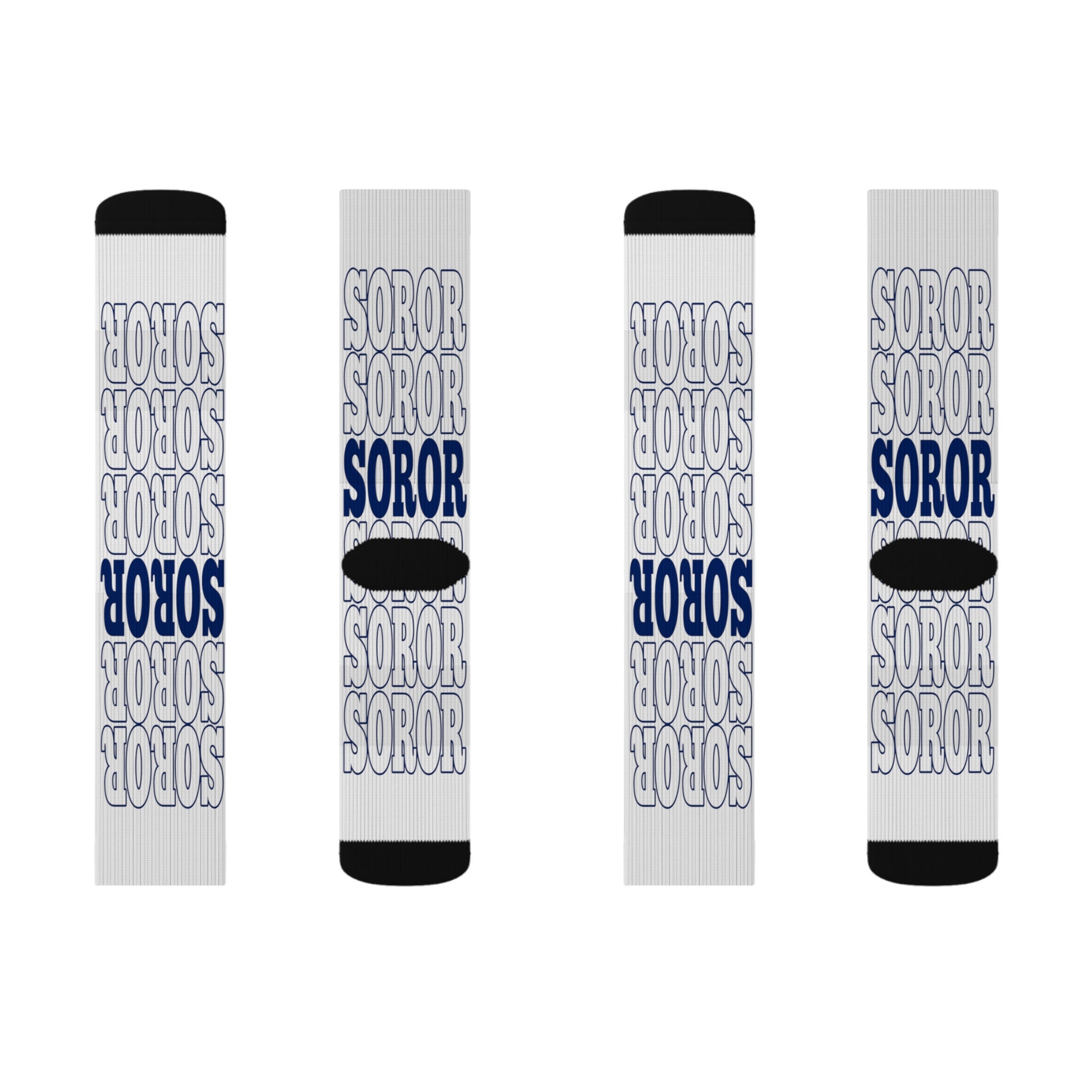 Zeta Phi Beta Inspired Blue and White Stacked Soror Sublimation Socks ...