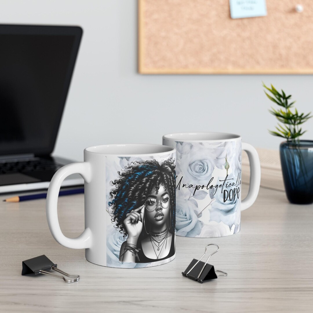 Unapologetically Dope With Girl Illustration White Ceramic Mug - Etsy