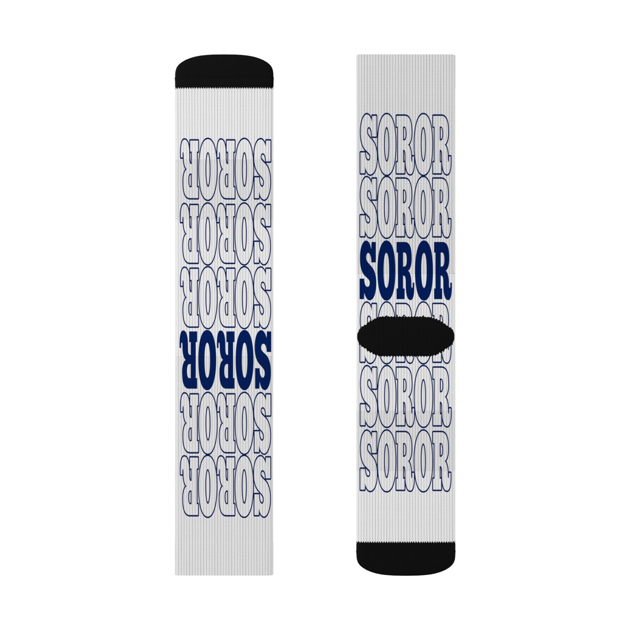 Zeta Phi Beta Inspired Blue and White Stacked Soror Sublimation Socks ...