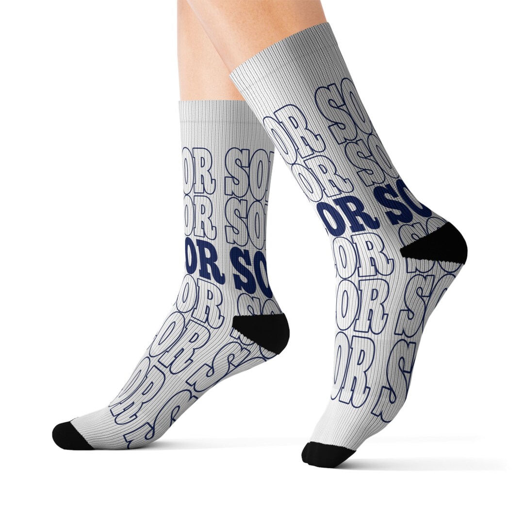 Zeta Phi Beta Inspired Blue and White Stacked Soror Sublimation Socks ...