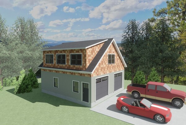 24'x36' Modern Garage Plans With Studio Apartments, 2 Car Architectural ...