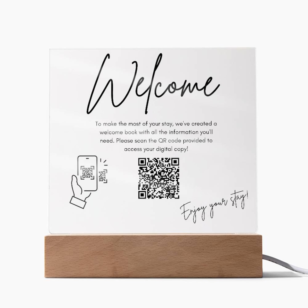 Digital Welcome Book QR Code Sign, QR Code to Access Digital Airbnb ...