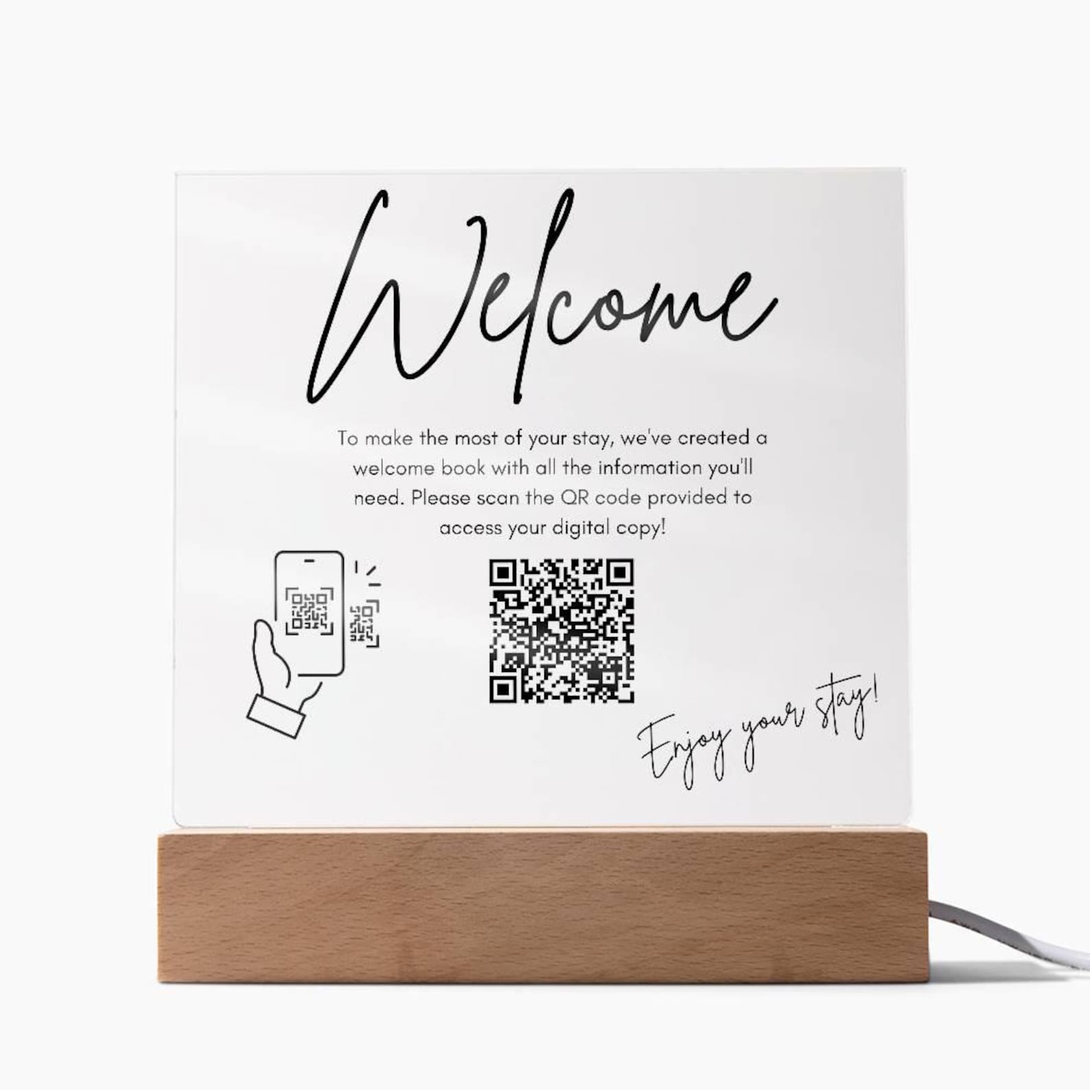 Digital Welcome Book QR Code Sign, QR Code to Access Digital Airbnb ...