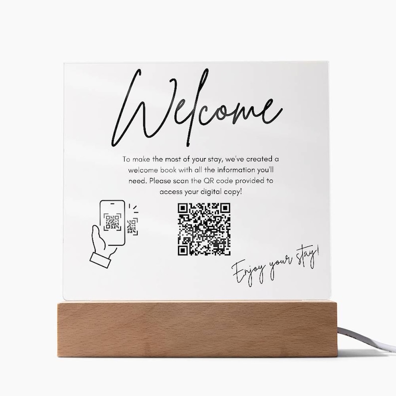 Digital Welcome Book QR Code Sign, QR Code to Access Digital Airbnb ...