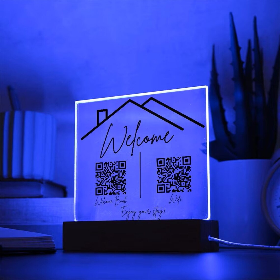 Acrylic Rental Welcome Sign: Wifi QR Code, House Shape - Etsy