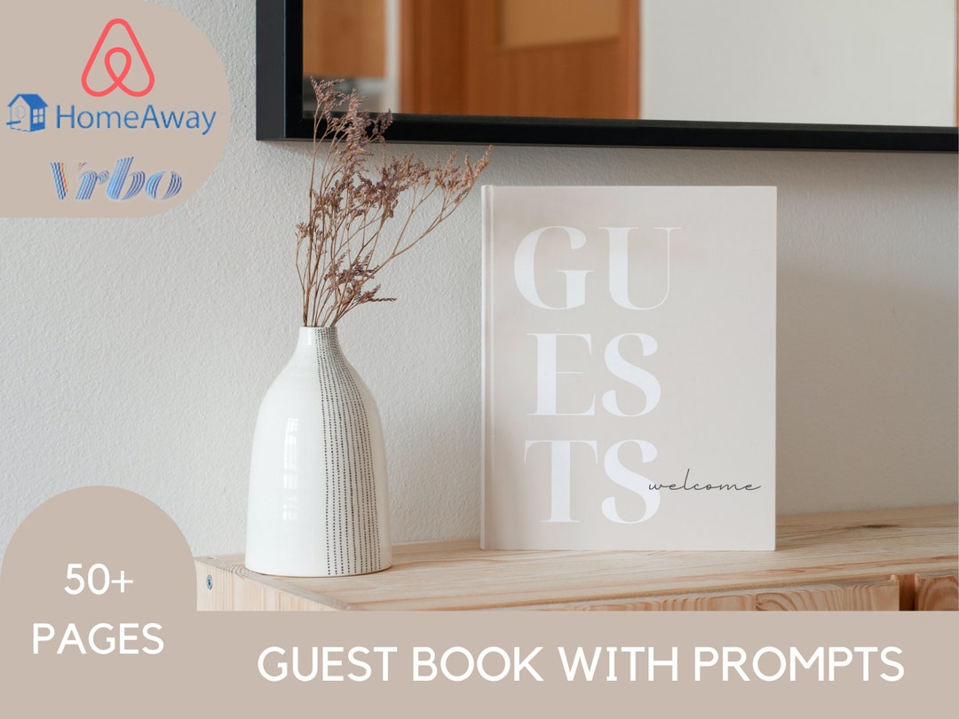 Vacation Rental Guest Book Template With Prompts (canva Digital ...