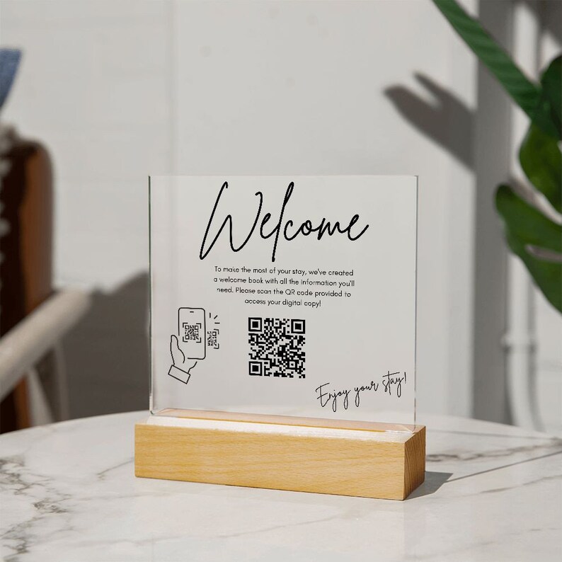 Digital Welcome Book QR Code Sign, QR Code to Access Digital Airbnb ...