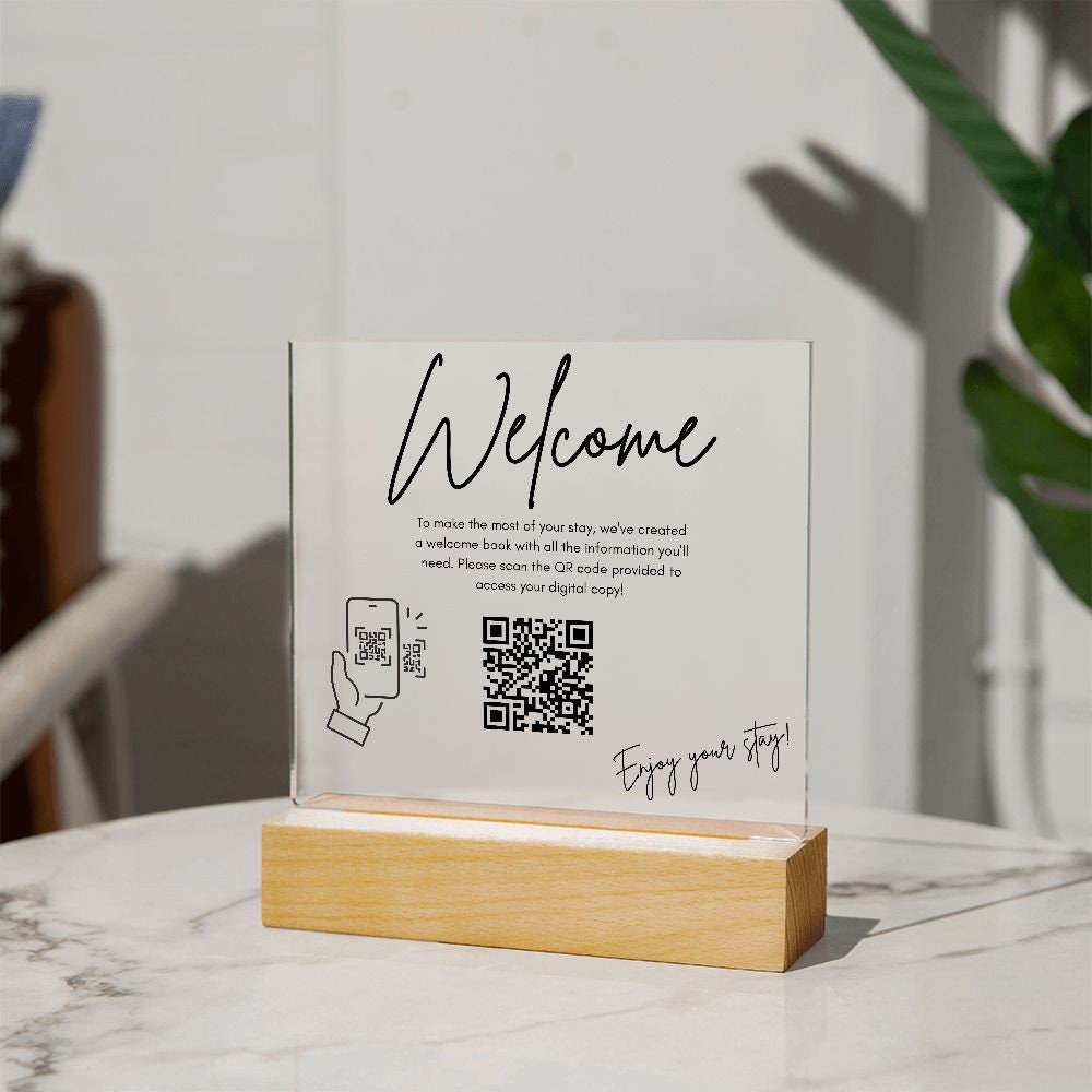 Digital Welcome Book QR Code Sign, QR Code to Access Digital Airbnb ...