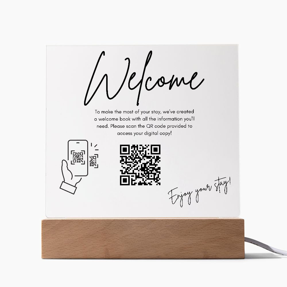 Digital Welcome Book QR Code Sign, QR Code to Access Digital Airbnb ...