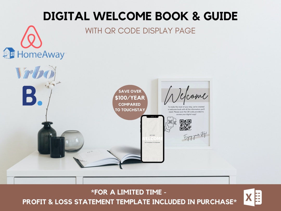 Neutral QR Code Welcome Book for Rental, Airbnb, Vrbo, House Manual ...