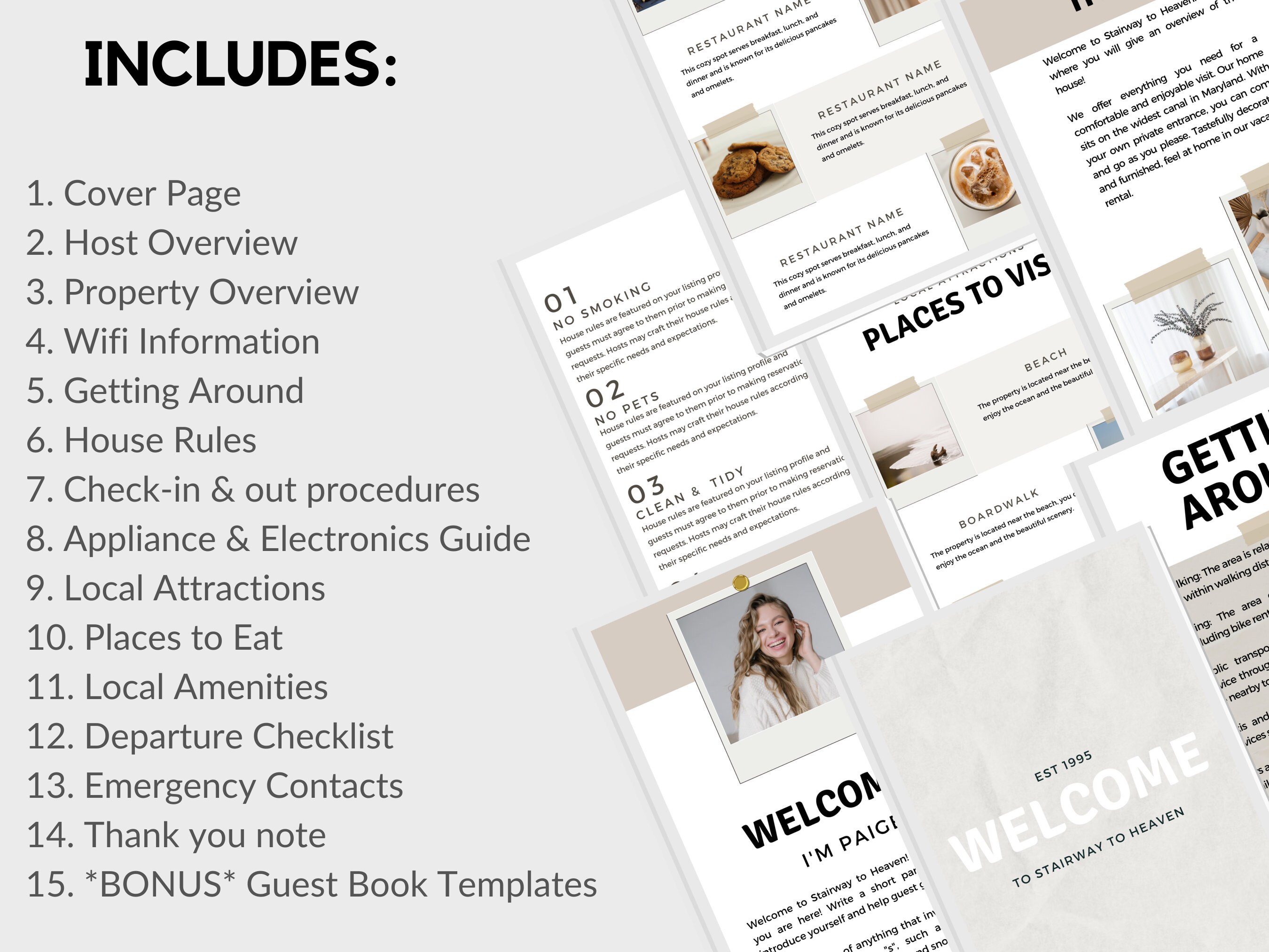 Neutral QR Code Welcome Book for Rental, Airbnb, Vrbo, House Manual ...