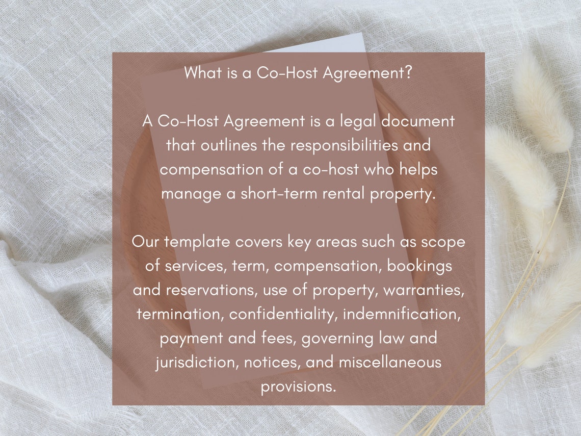 Co-host Agreement Template, Customizable, Short-term Rental Contract ...