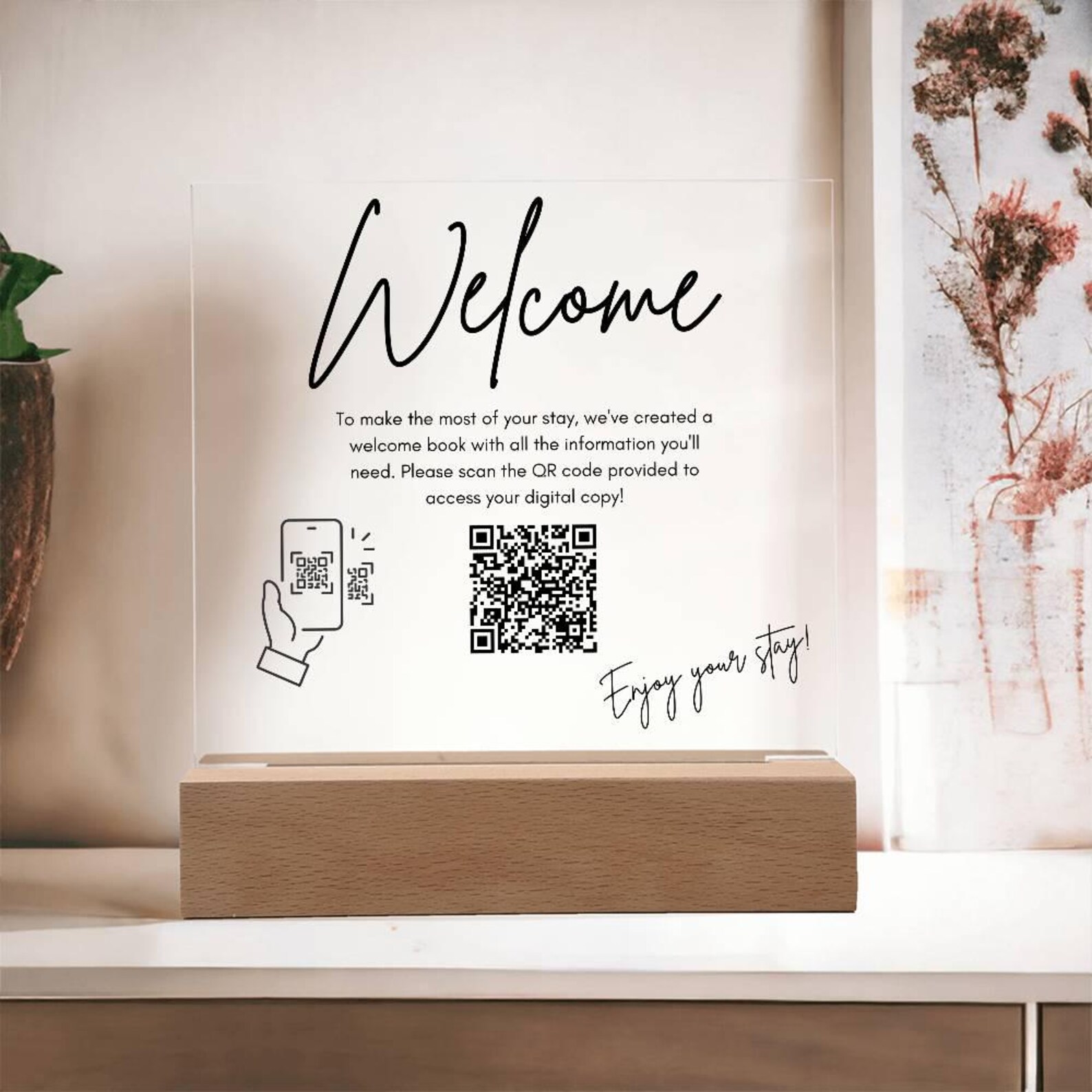 Digital Welcome Book QR Code Sign, QR Code to Access Digital Airbnb ...