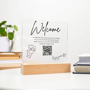 Digital Welcome Book QR Code Sign, QR Code to Access Digital Airbnb ...