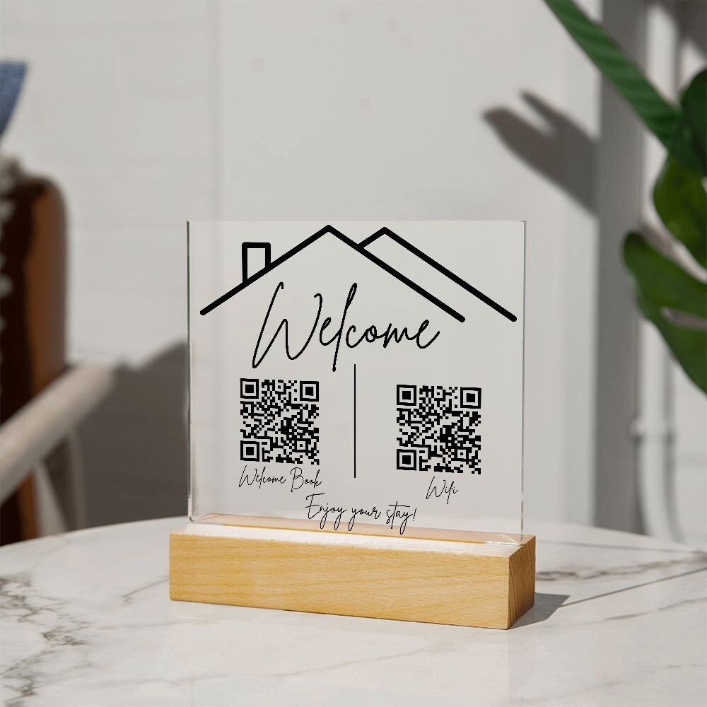Acrylic Rental Welcome Sign: Wifi QR Code, House Shape - Etsy