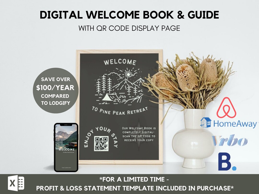 Rustic QR Code Welcome Book, Digital Airbnb Welcome Book, Welcome Book ...