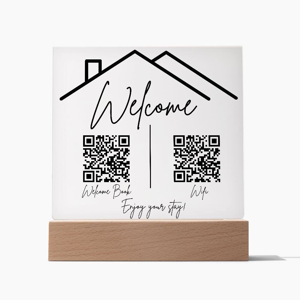 Acrylic Rental Welcome Sign: Wifi QR Code, House Shape - Etsy