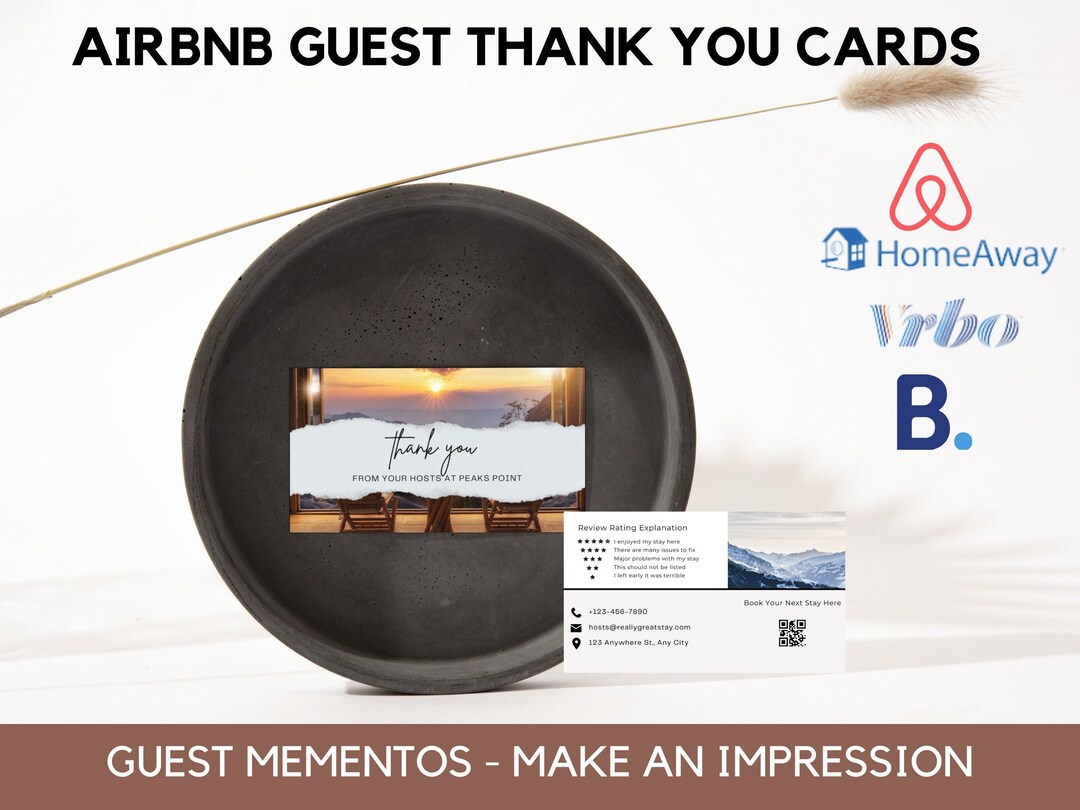 Airbnb Thank You Cards: Guest Memento With QR Code (printable) - Etsy