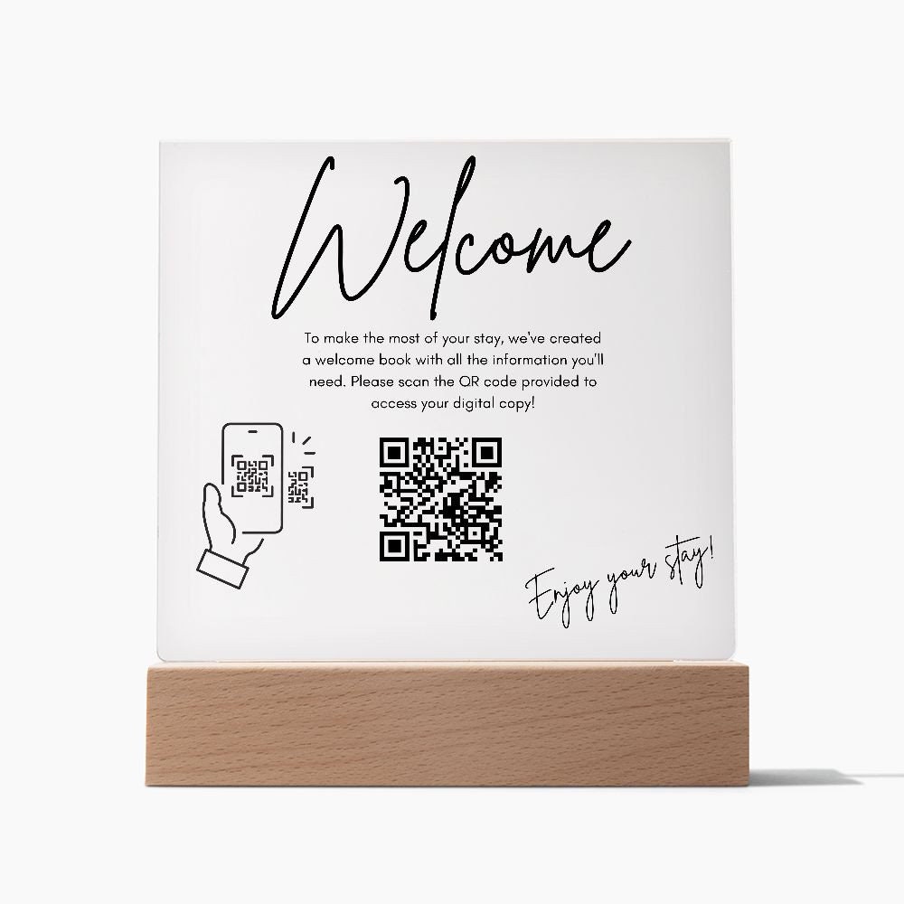 Digital Welcome Book QR Code Sign, QR Code to Access Digital Airbnb ...