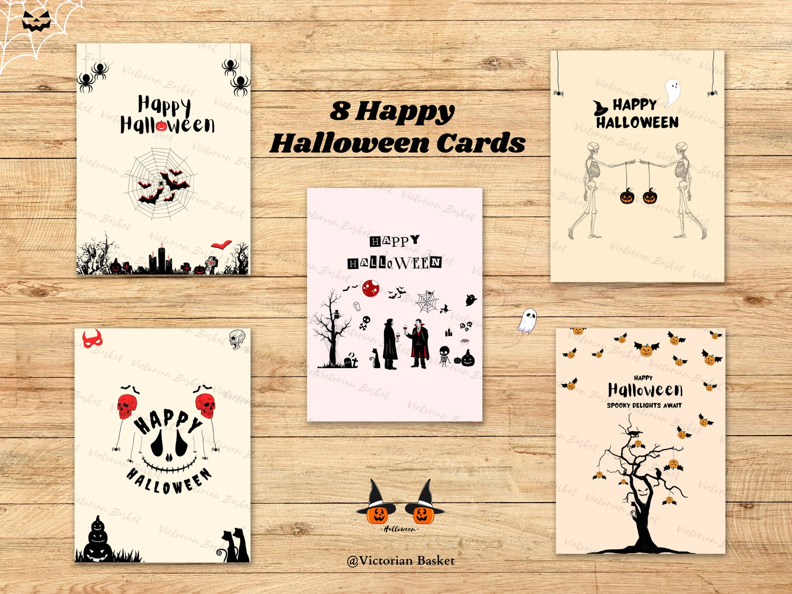 8 Spooky Halloween Card Instant Download Spookyseason - Etsy