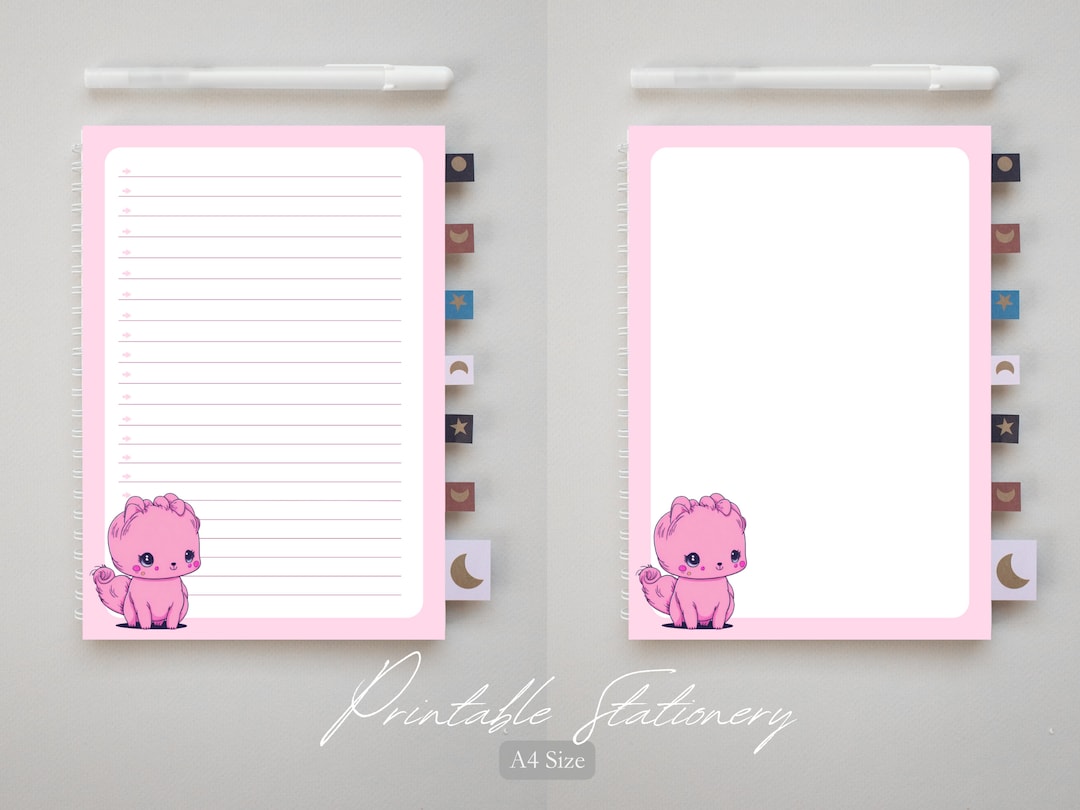 Cute Writing Paper Printable Kawaii Stationery Printable - Etsy