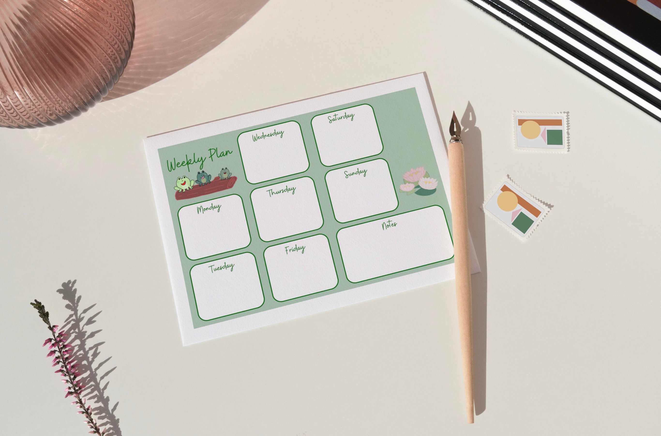 Printable Weekly Frog Desk Planner - Etsy
