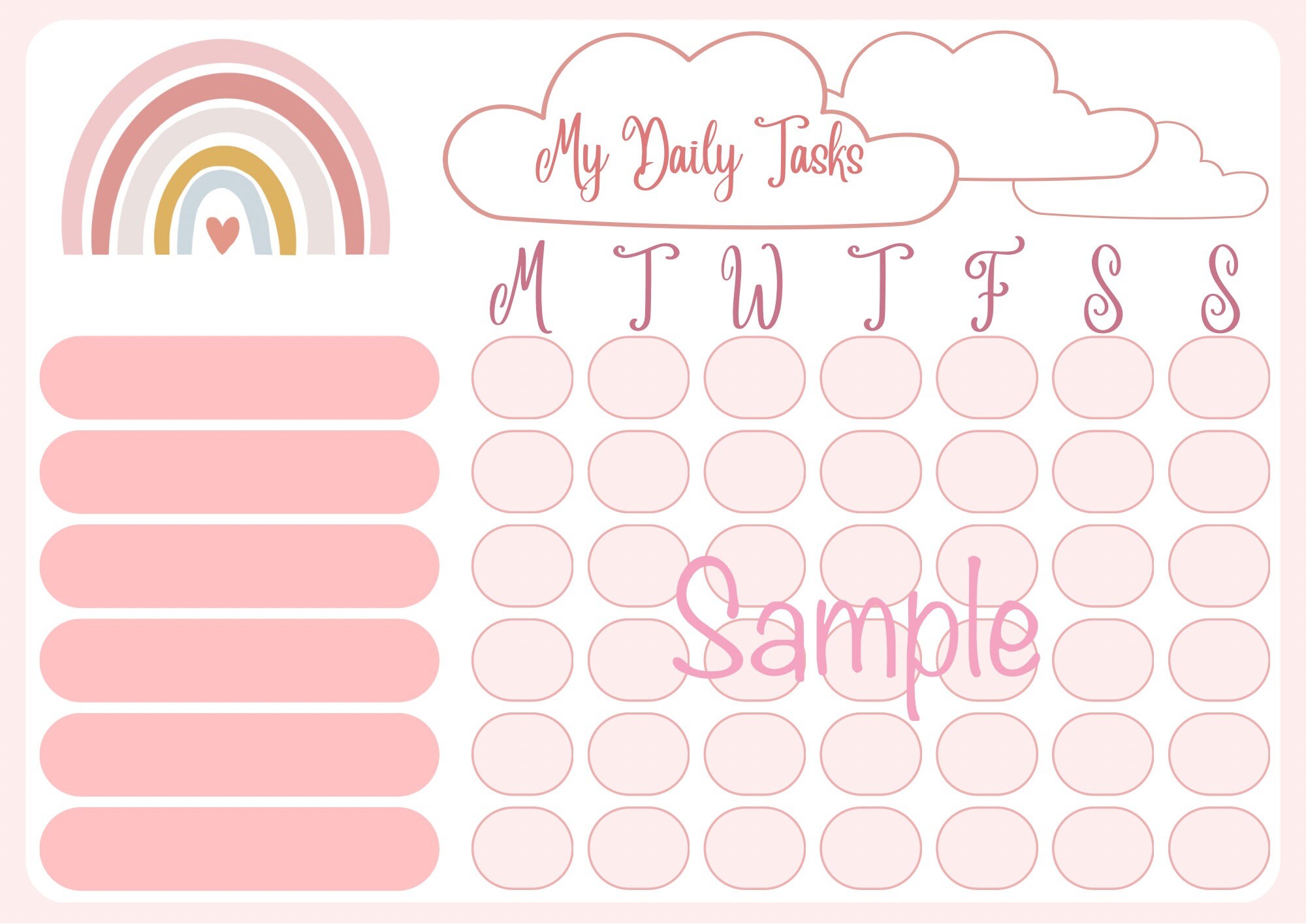 Printable Childrens Daily Task Chart - Etsy
