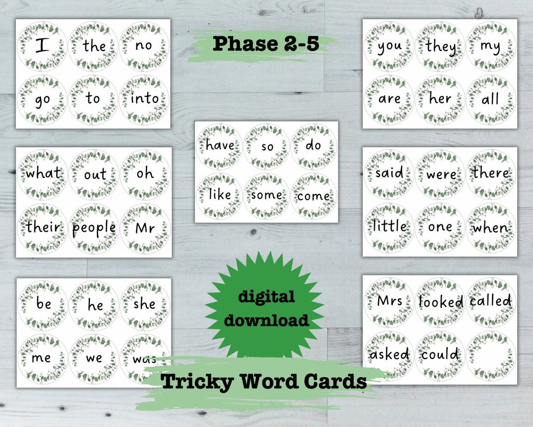 Phase 2-5 Tricky Word Cards - Etsy