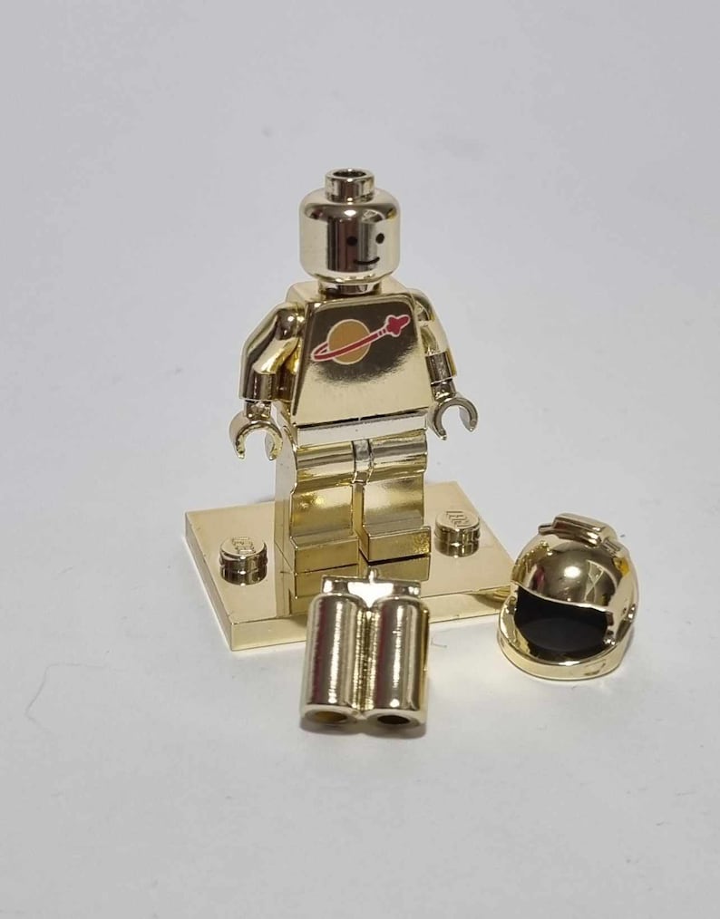 LEGO Chrome Gold Spaceman Minifigure - All Original LEGO Parts - Etsy