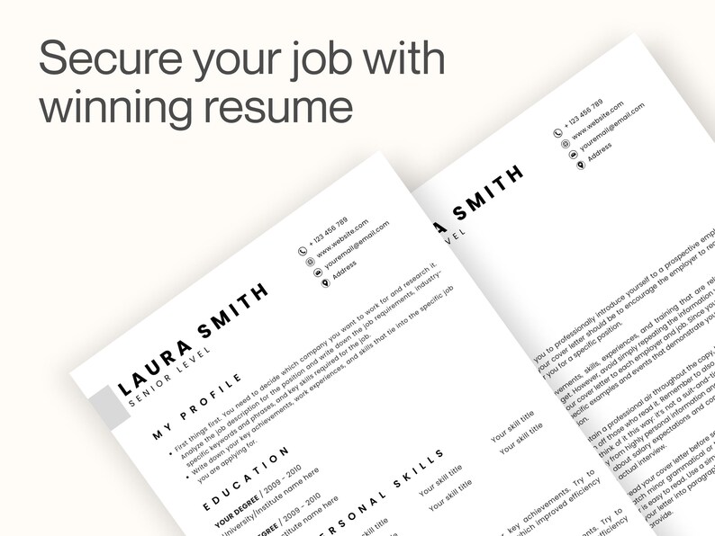 Customizable Resume Template 2023 All in One CV Resume - Etsy