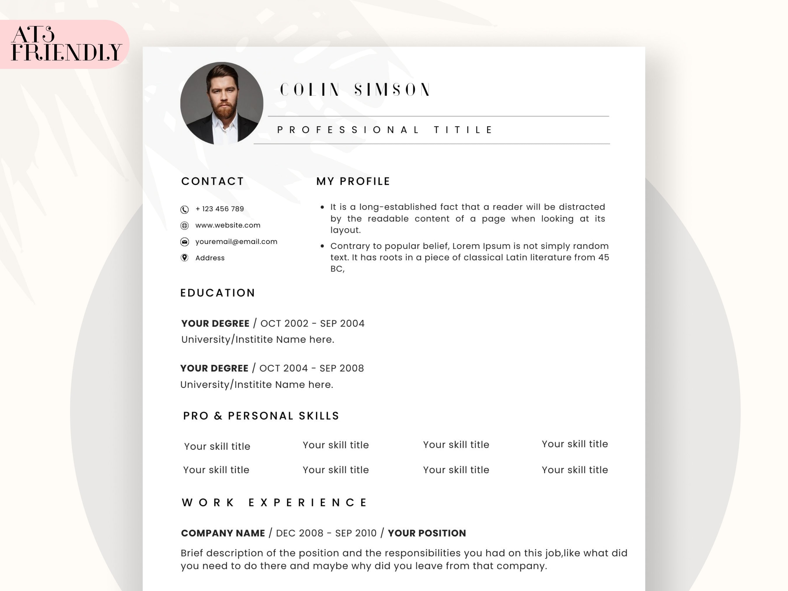 Modern Resume Template With Photo, 2023 Resume Cover Letter Template ...