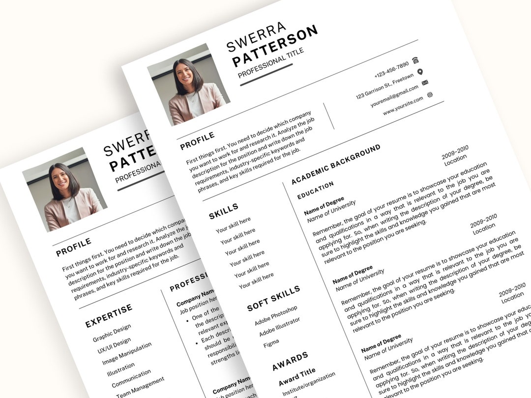 Elegant Resume Template Bundle 2023, Modern Resume With Photo, Resume ...