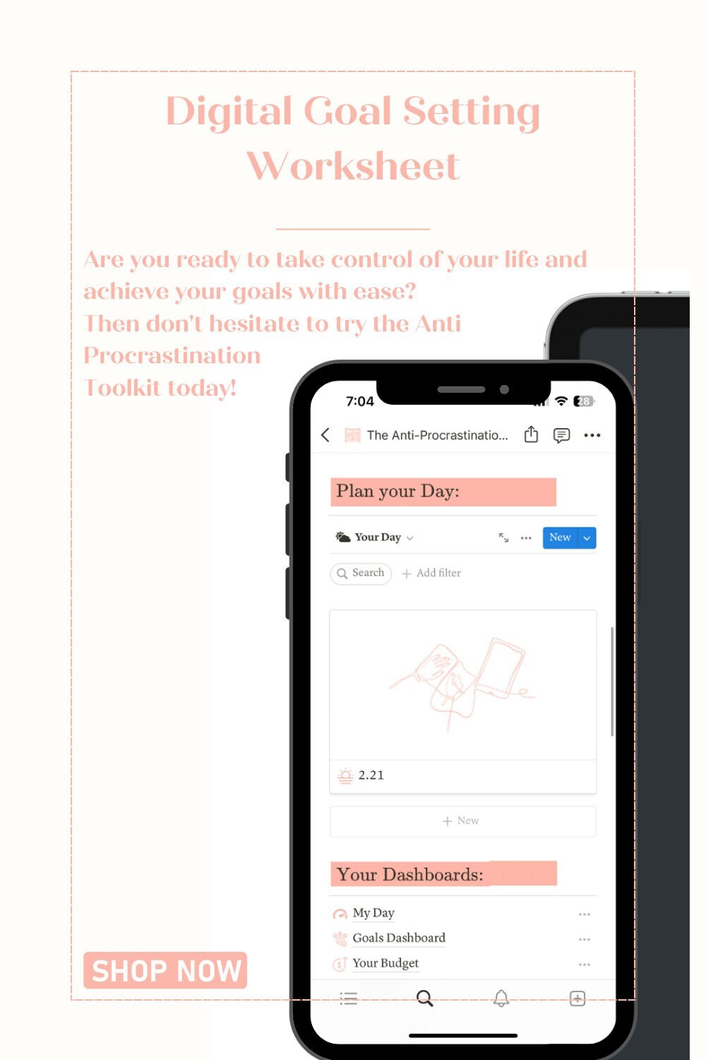 Digital Goal Setting Worksheet Notion Productivity Planner ADHD Digital ...