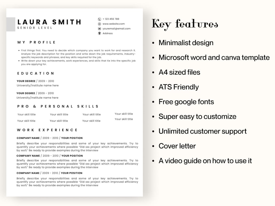 Customizable Resume Template 2023, All in One CV Resume Templates ...