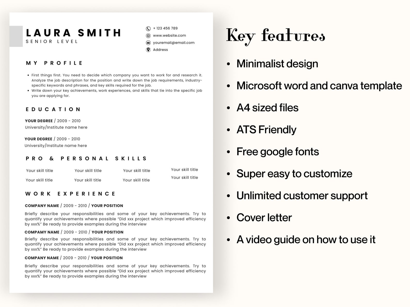 Customizable Resume Template 2023, All in One CV Resume Templates ...
