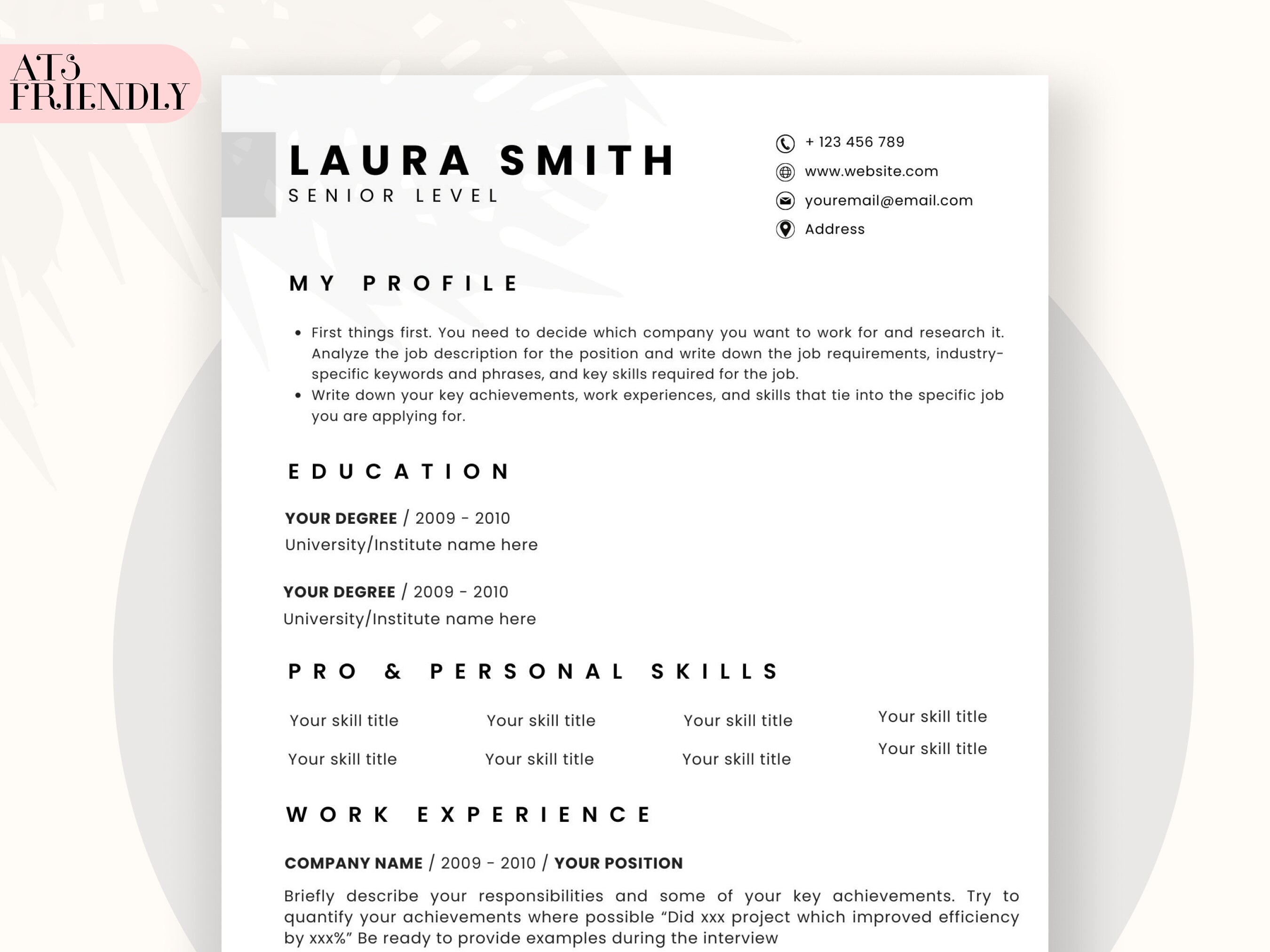 Customizable Resume Template 2023, All in One CV Resume Templates ...